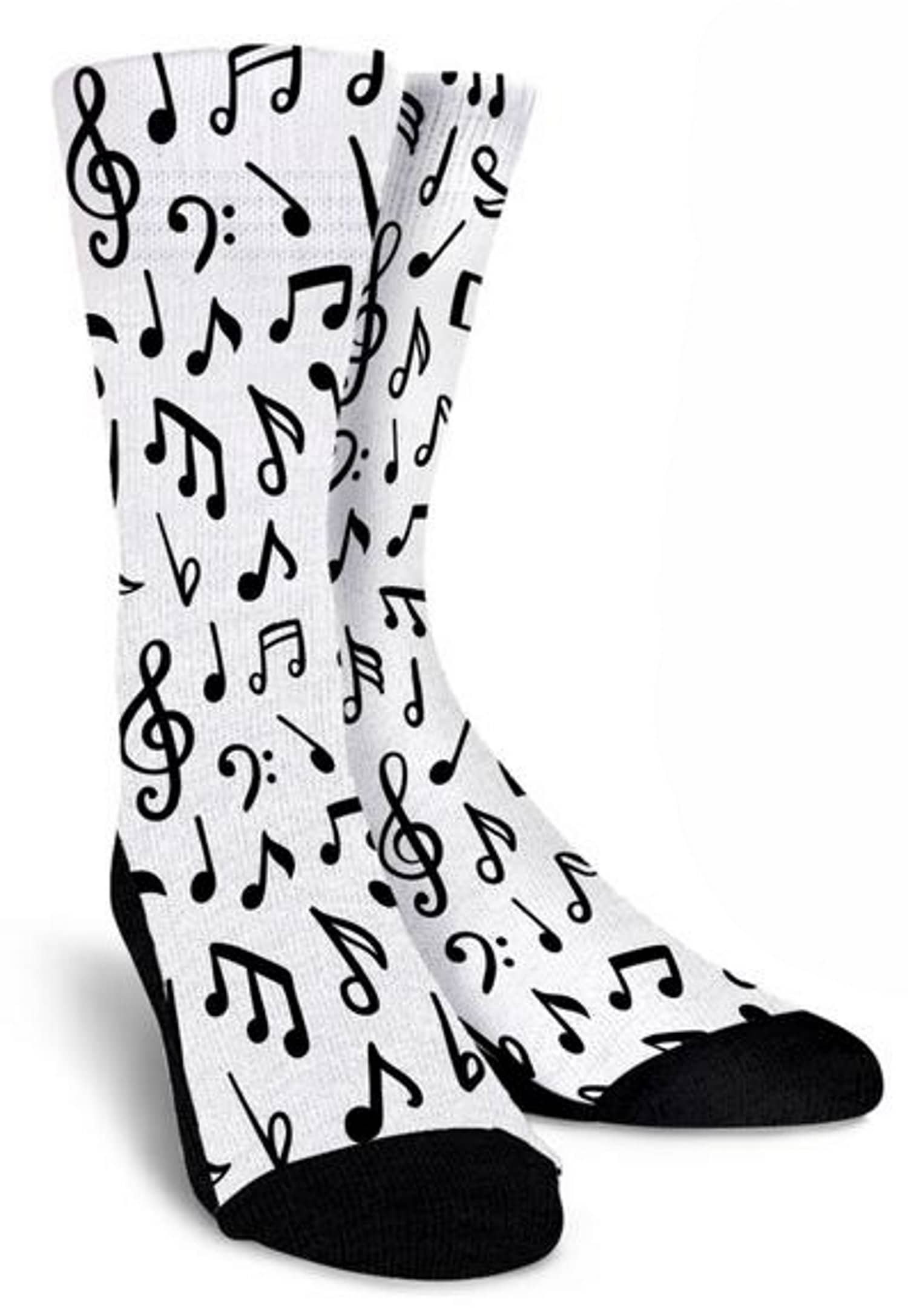 Music Notes Socks Personalized Funny Crew Custom Printed Gifts - Etsy