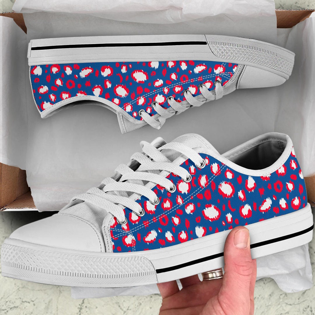 Blue American Leopard Print Low Top Canvas Sneakers - Etsy