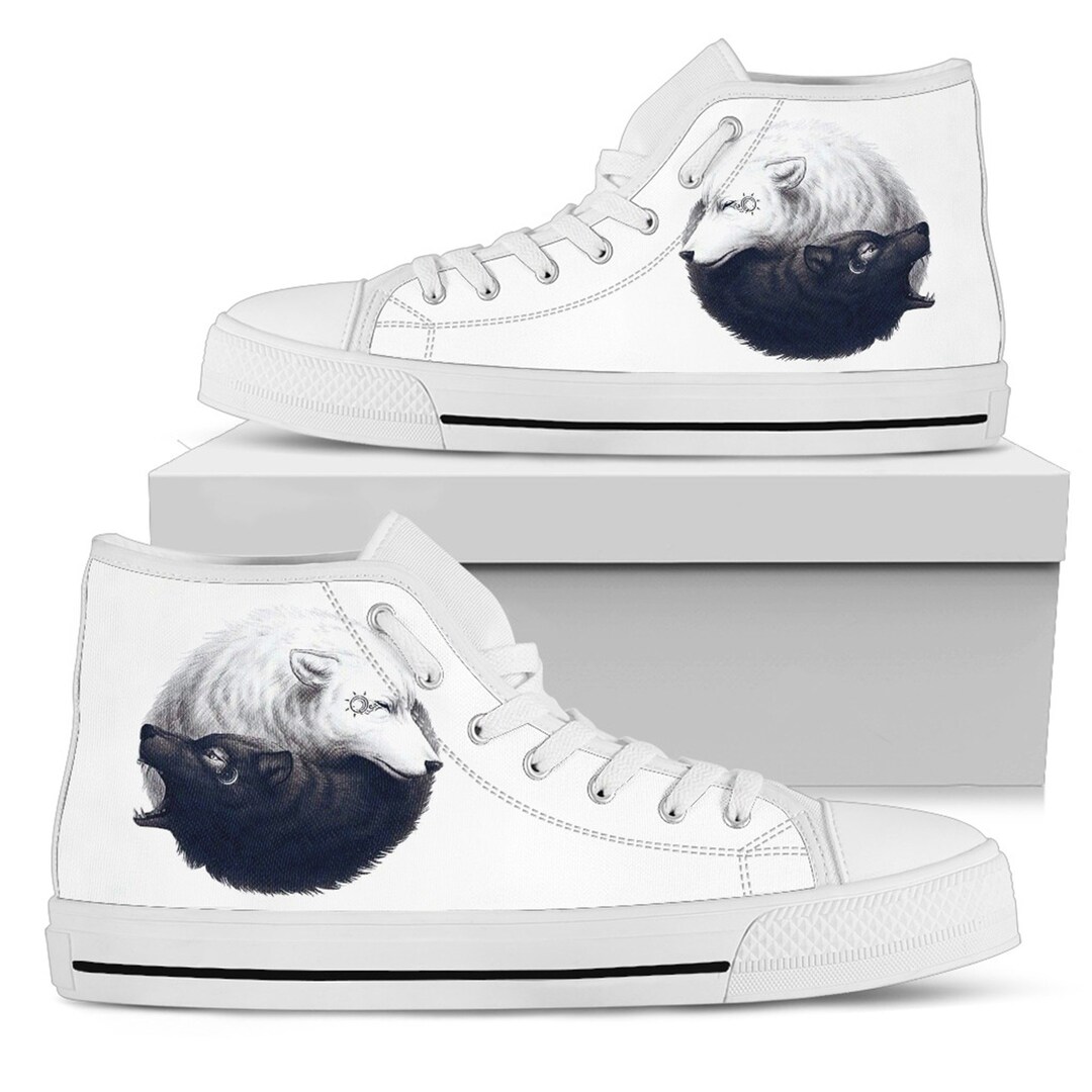 Women's Wolf Print High Top Sneakers: Animal Lover Gift - Etsy
