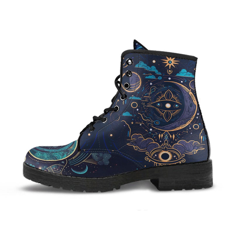 Celestial Moon Vegan Leather Boots: Unisex Adult Shoes - Etsy