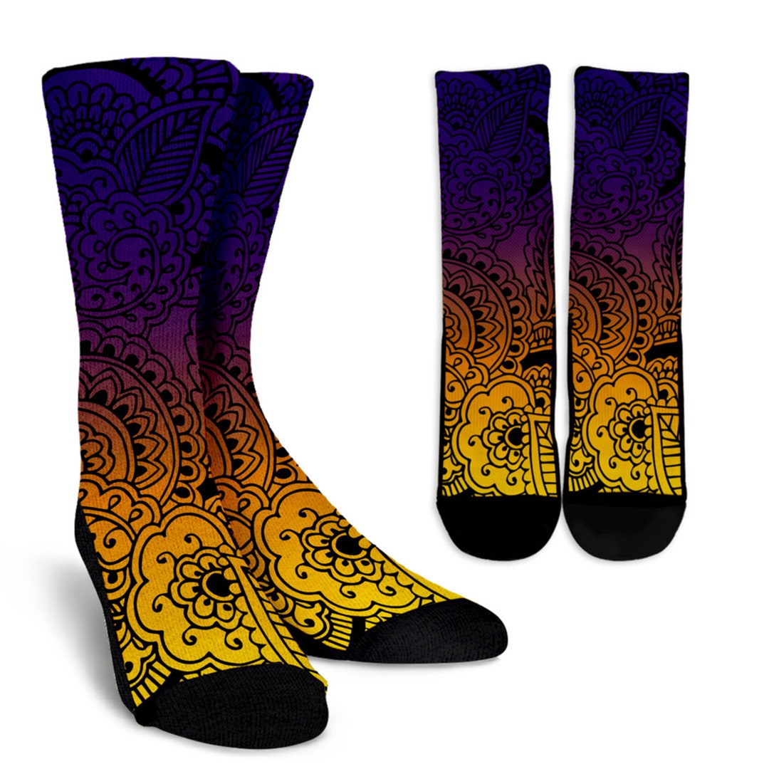 Henna Art Printed Crow Socks, Custom Gifts for Her Kids Socks, Cool ...