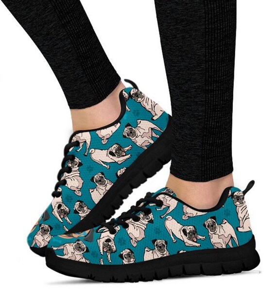 Pug Life Womens Sneakers Black Sole Running Custom Gifts Pet | Etsy