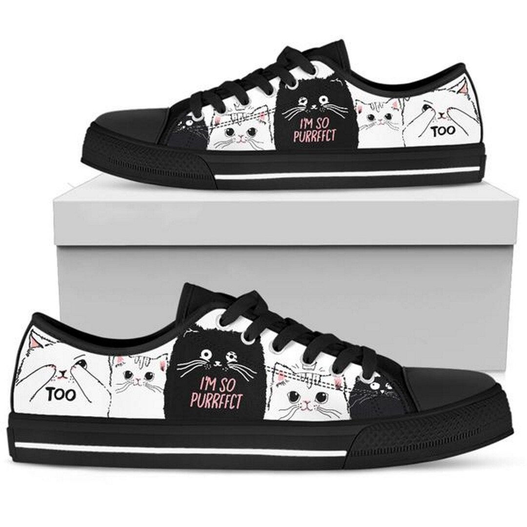 Cat Pattern Sneakers Womens Walking Crazy Cat Lady Custom Gifts Mens ...