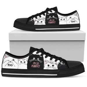 Cat Pattern Sneakers Womens Walking Crazy Cat Lady Custom Gifts Mens ...