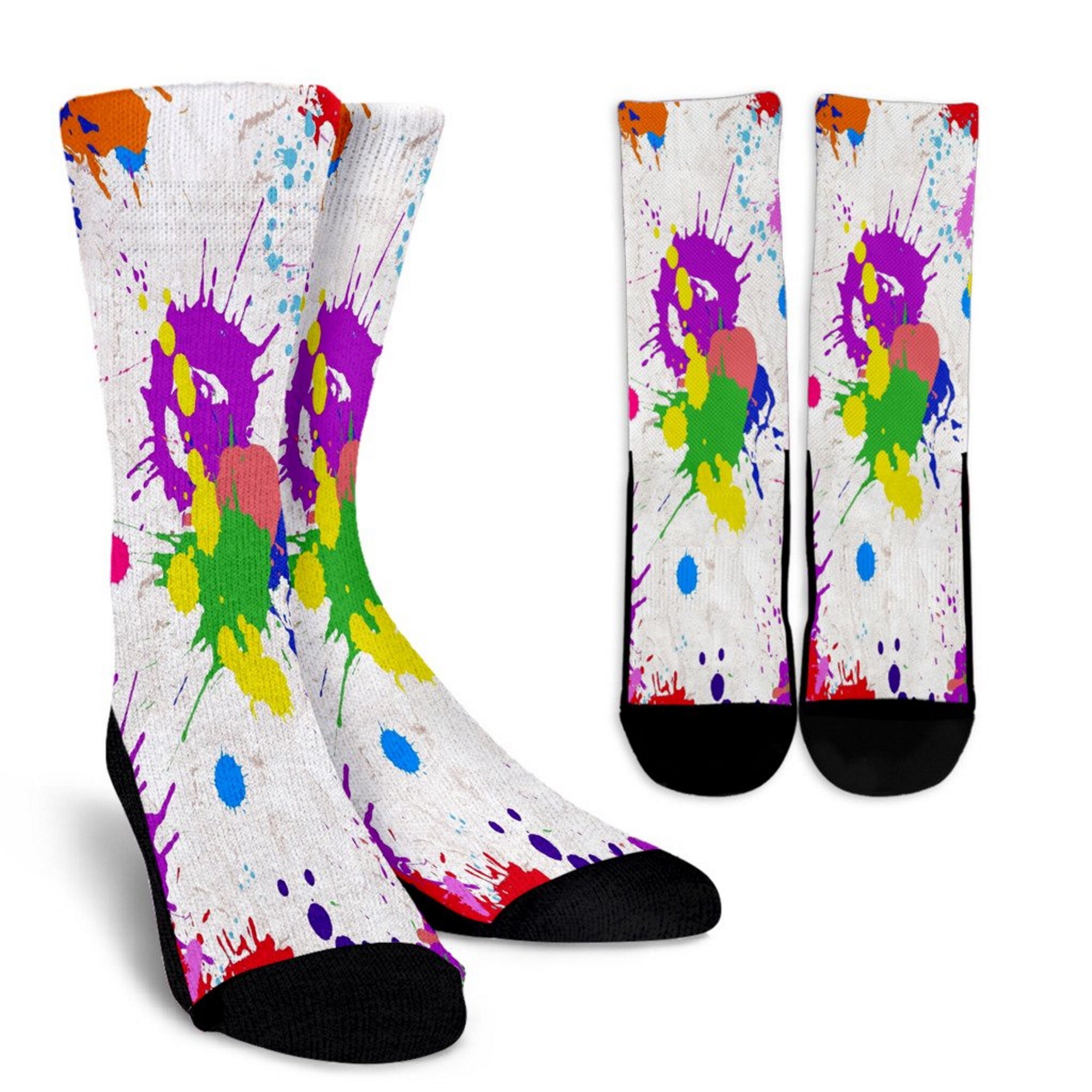 Splatter Paint Design Crew Socks Custom Socks Angkle Socks - Etsy