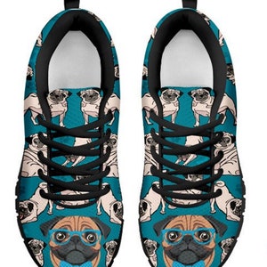 Pug Life Womens Sneakers Black Sole Running Custom Gifts Pet Dog Lovers ...