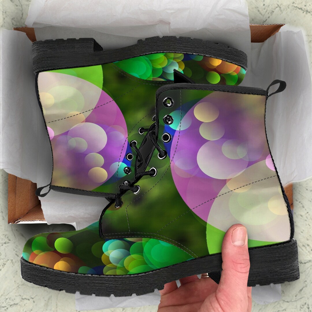 Combat Boots Emerald Green and Pink Bubble Boots, Birthday Gifts for ...