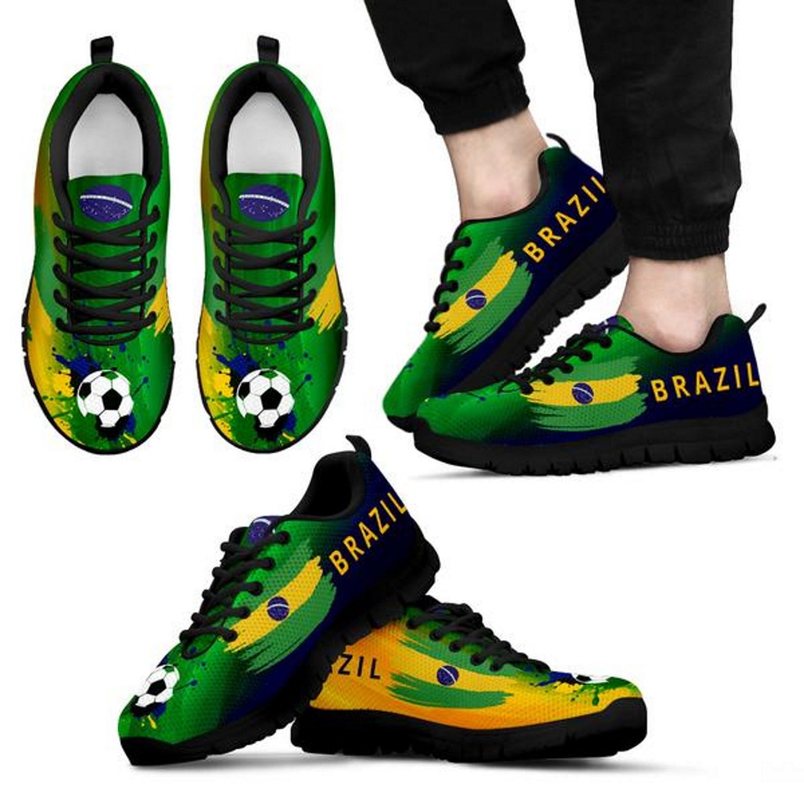 Brazil World Cup Soccer Sneakers for Men and Women-Brazilian | Etsy