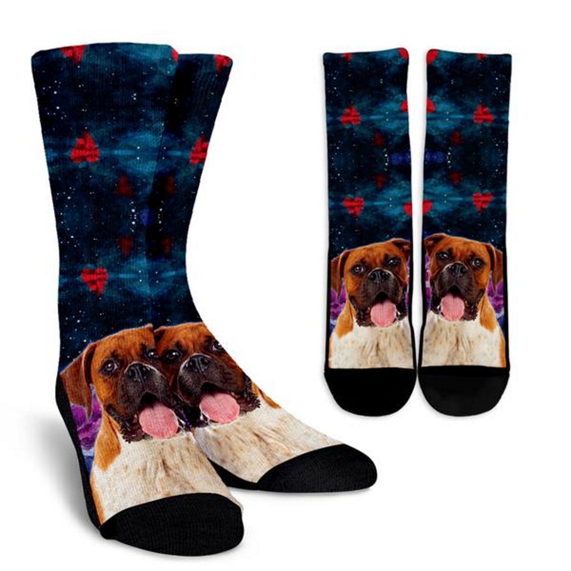 Boxer Dog Hearts Socks Personalized Funny Custom Printed - Etsy
