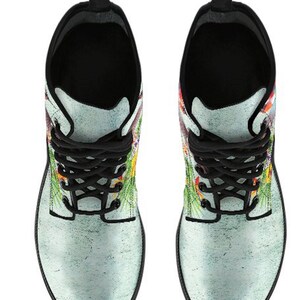 Flower Humming Boots Bird Womens Fashion, Vegan Leather, Combat Gifts ...