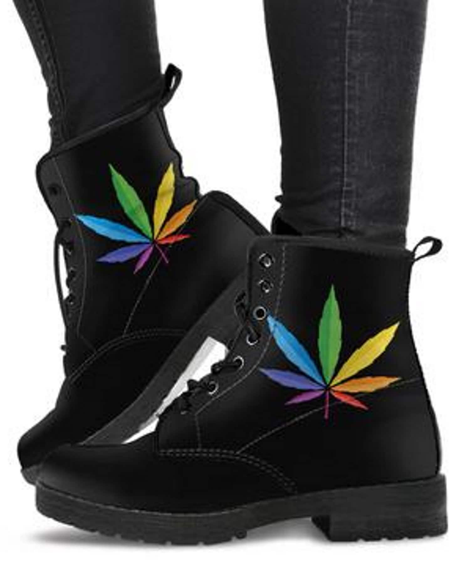 Combat Boots Cannabis Pride Custom Printed Boots Womens - Etsy
