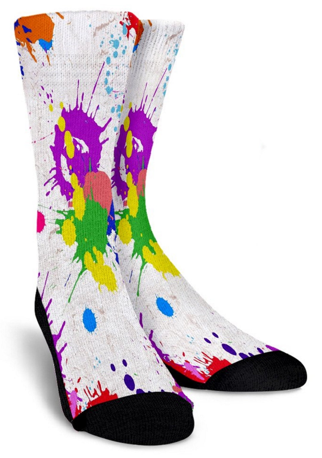 Splatter Paint Design Crew Socks, Custom Socks, Angkle Socks, Mens ...