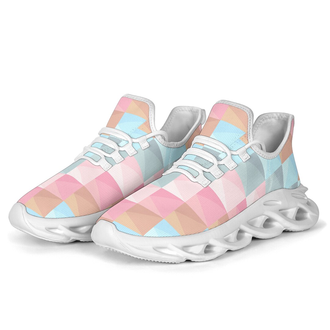 M-sole Pastel Geometric Sneaker, Unisex Adult Shoes Girlfriend Gifts ...