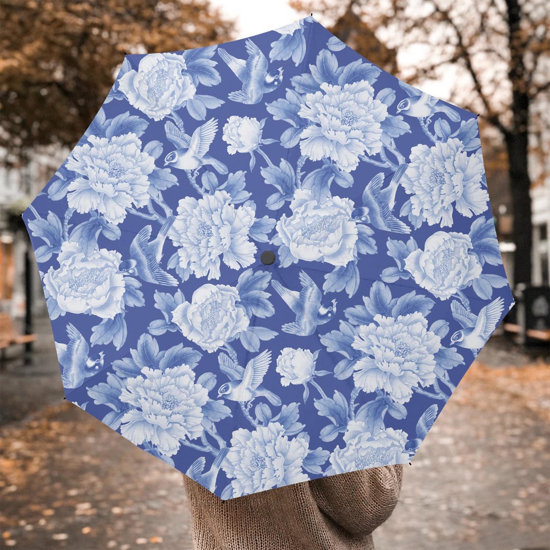 Peonies and Birds Print Umbrella: Stylish Polyester Rain Protection - Etsy