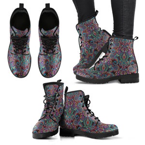 Colorful Abstract Art Women Boots, Womens Fashion, Vegan Leather ...