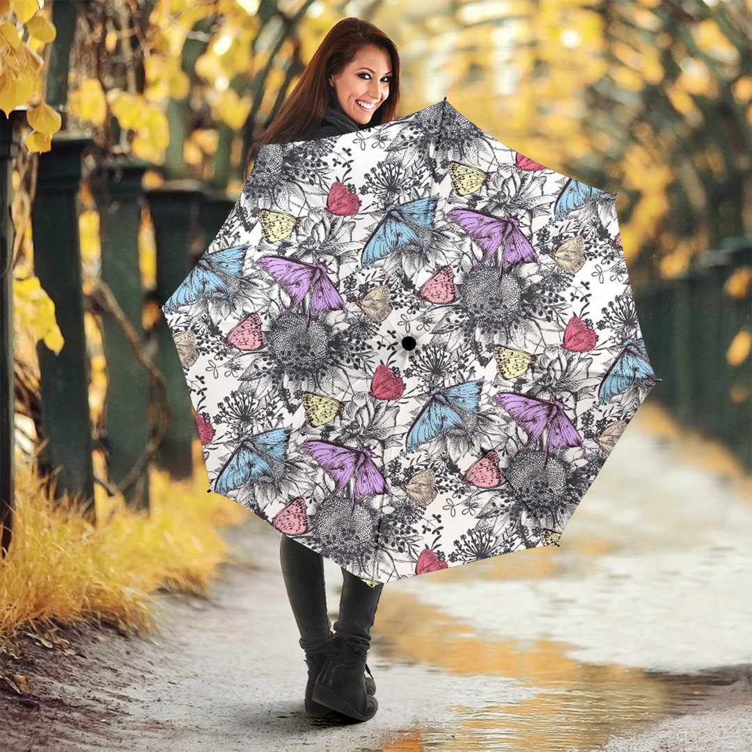 Butterfly Print Umbrellas, Birthday Gifts for Girl Windproof Umbrella ...