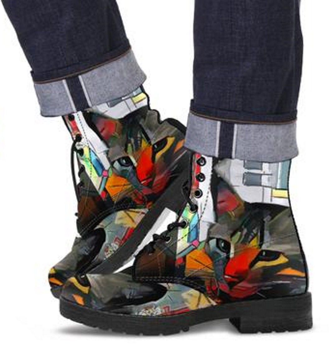 Combat Boot Cat Pattern Boot Fashion Winter Custom High Quality Unique ...