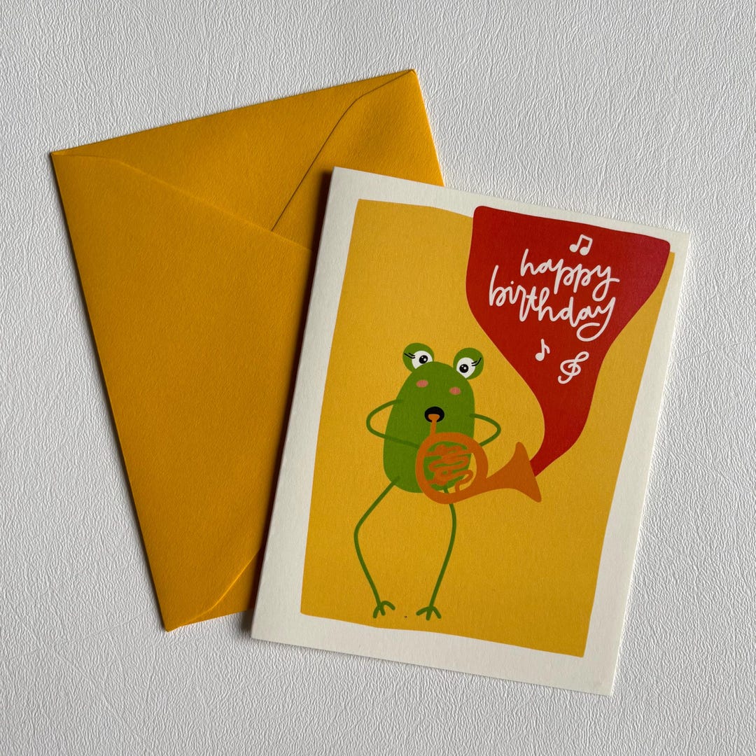 Funny Frog Birthday Card With Euro Flap Envelope - Etsy