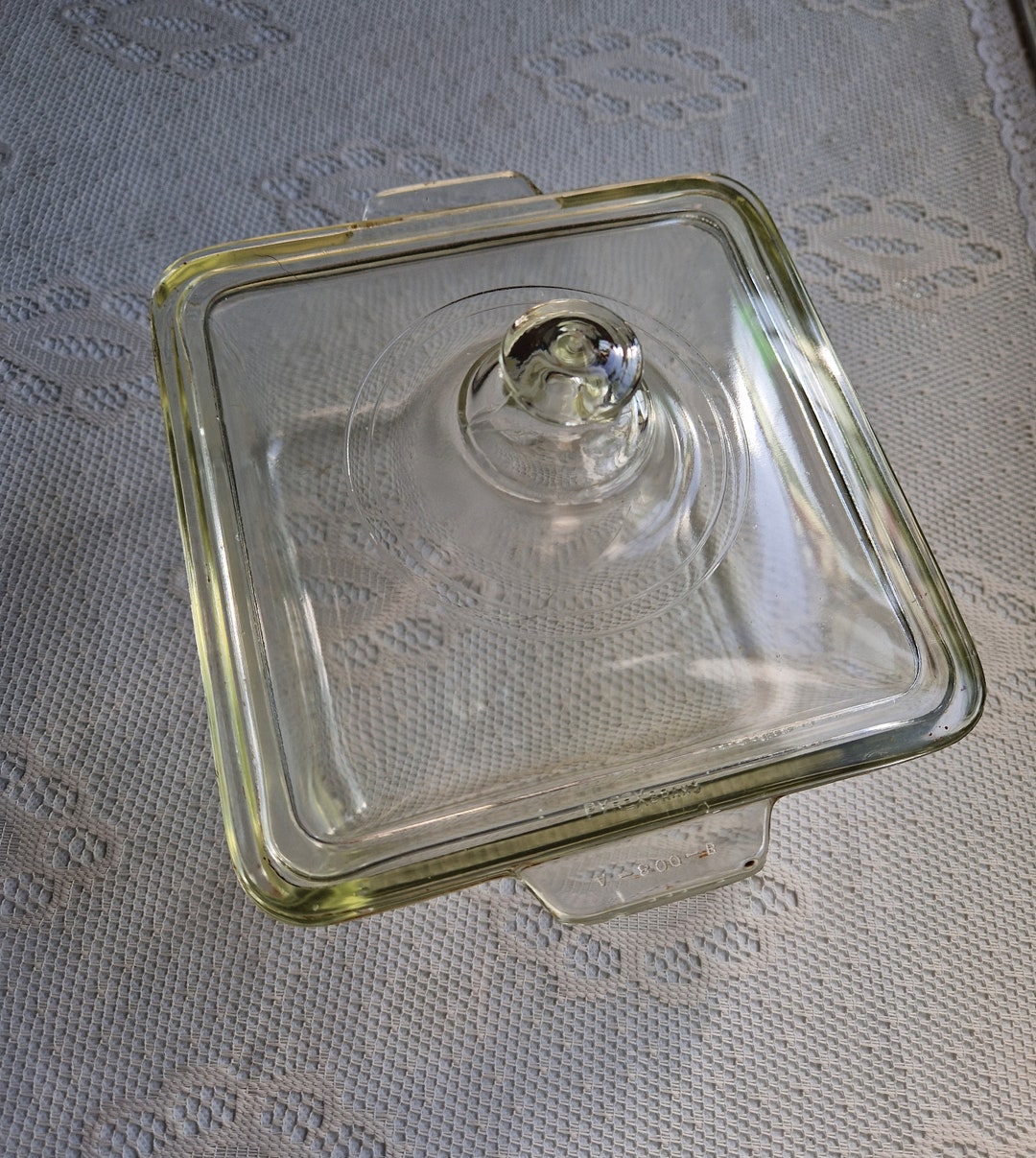 Vintage Pyrex Casserole Dish With Lid in Clear Green, Art Deco Style in ...