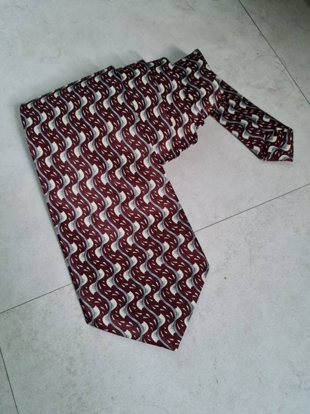 Silk Tie by Sette and Bello, Geometric Swirl Design, Unusual Tie, Mens ...