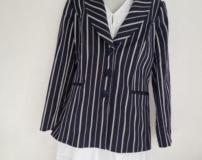 Striped Blazer in Navy and White, Stunning Semi Fitted All Season ...