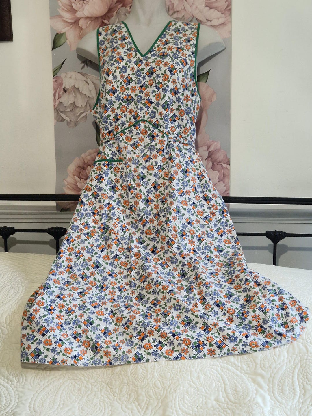 Vintage 50s Apron Dress, 50s Full Apron Day Dress, Pinny, Tabard ...