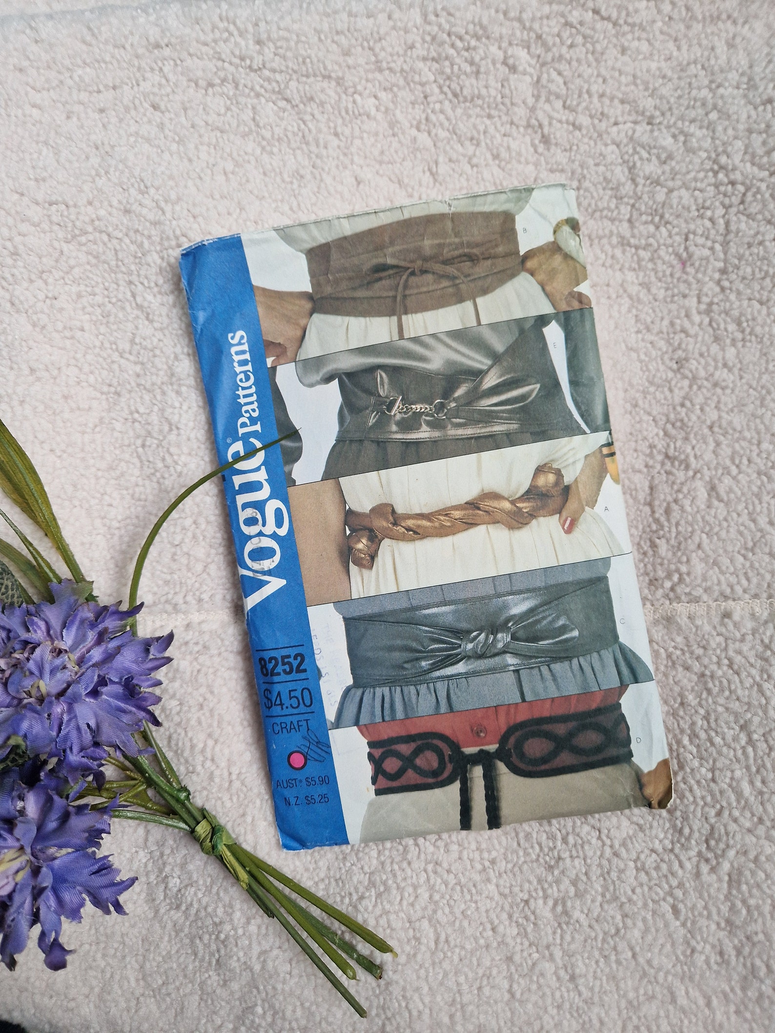 Vogue Belt Sewing Pattern 8252, 80's Vogue, Unusual Paper Pattern Not ...