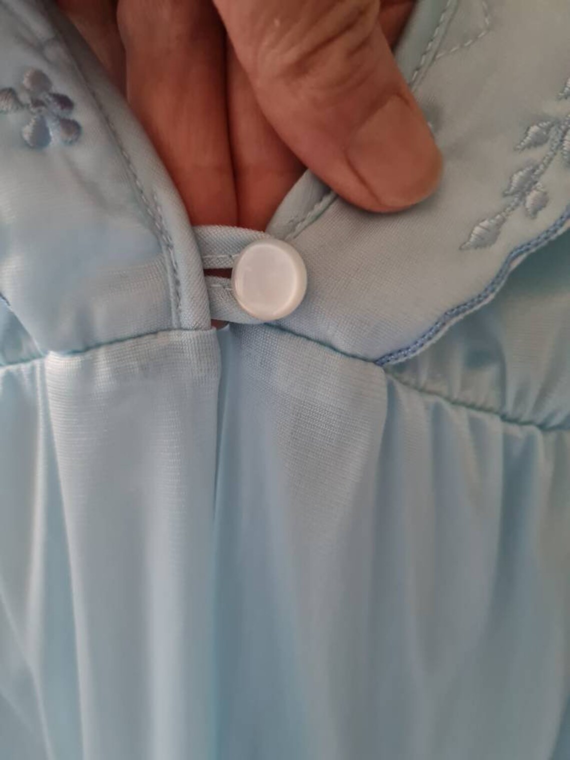 Vintage Dressing Gown Baby Blue Robe With Embroidered and - Etsy