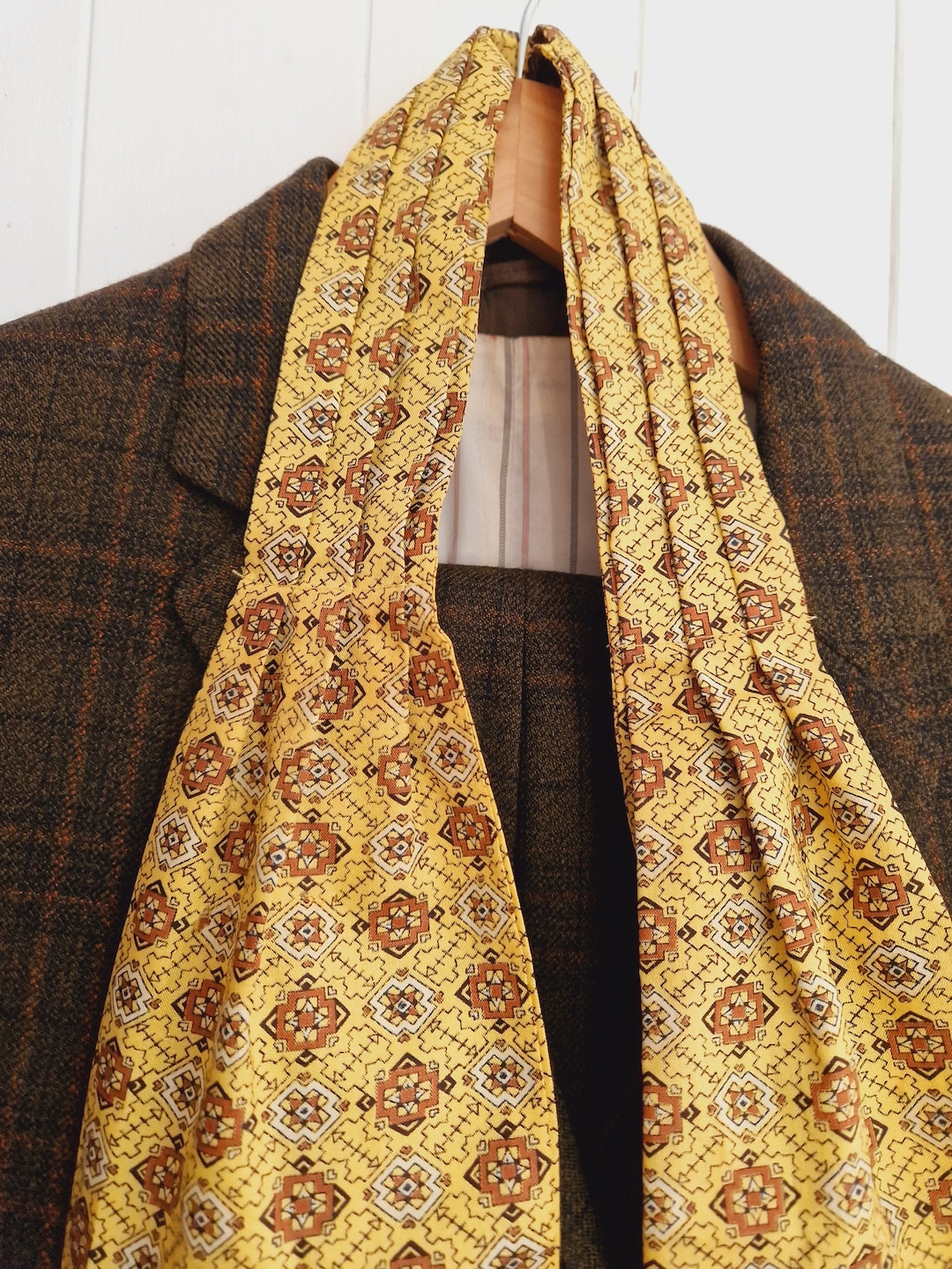 Mens Vintage Cravat by Sammy Traditional Design in Mustard - Etsy