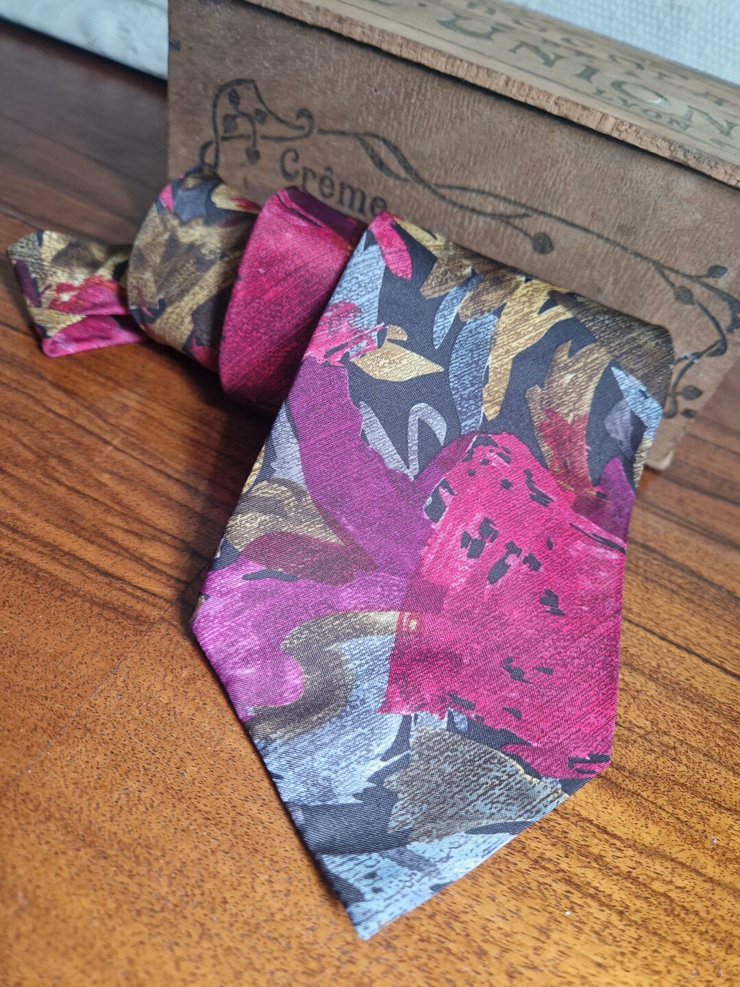 Vintage Image by Tootal Mens Tie, Bright Abstract Floral Design, Made ...
