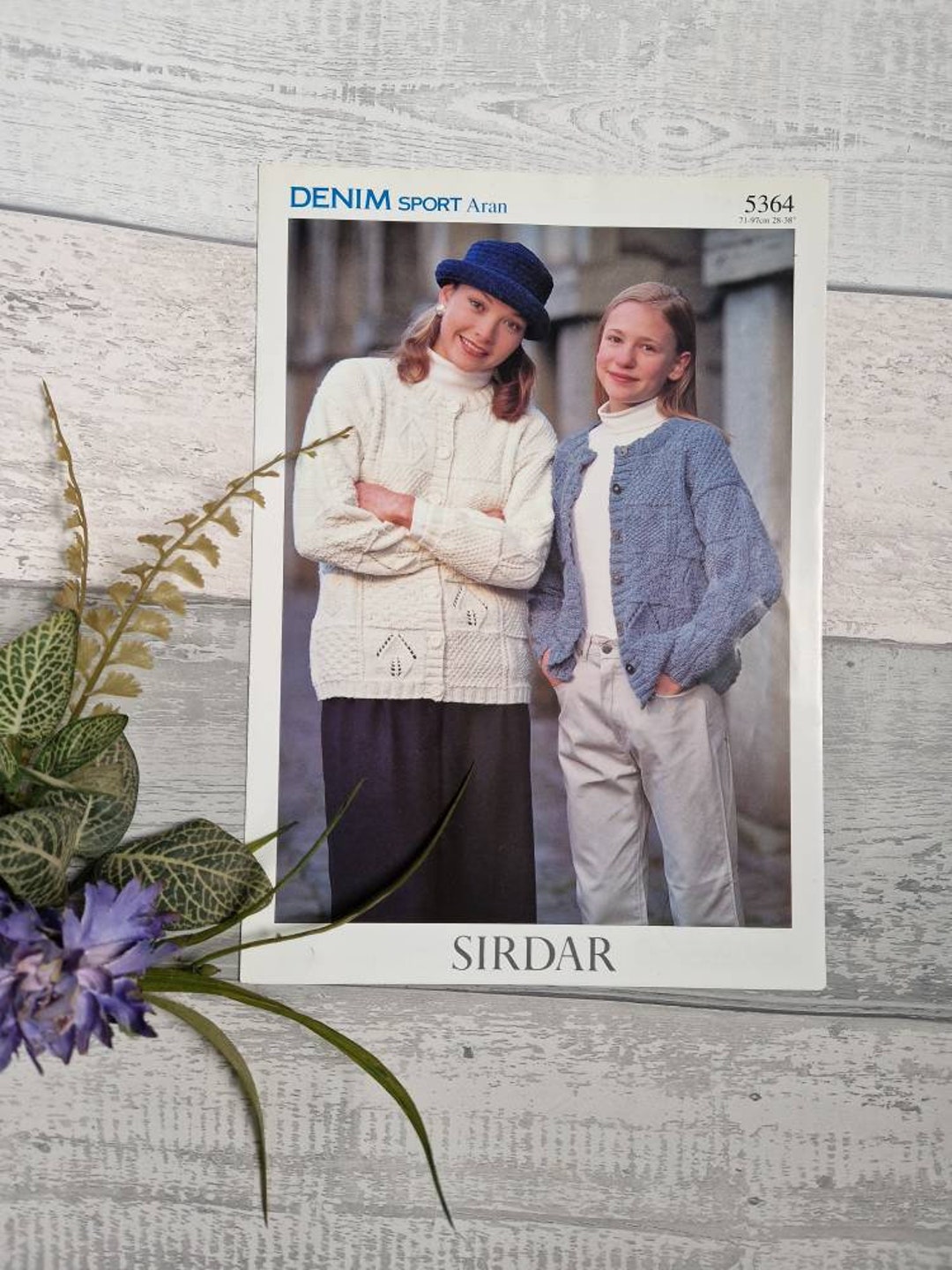 Vintage 80s Chunky Cable Knit Cardigan Knitting Pattern, Sirdar, Denim ...