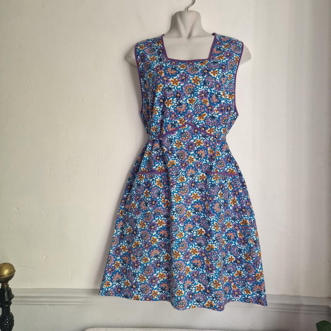 Vintage Beechtree Apron Dress, 50s Full Apron Day Dress, Pinny, Tabard ...