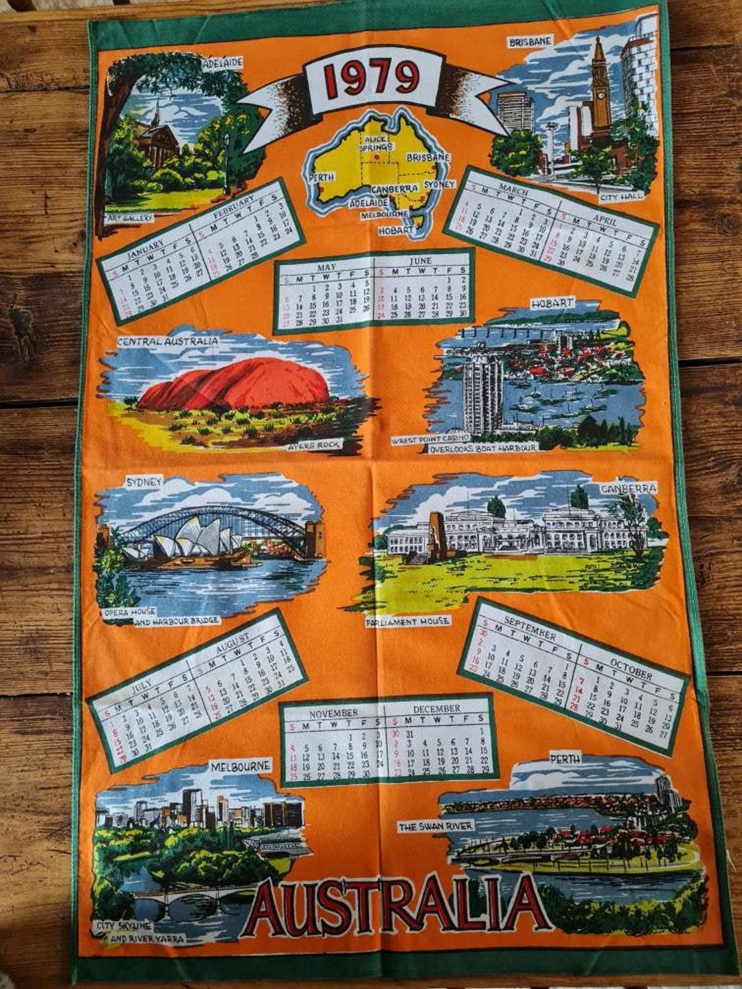 Vintage T Towel, 1979, Tea Towel, Australia, Unused Souvenir Ttowel ...