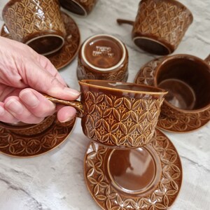 Tams, Chestnut Glazed Soup Cups With Handles and Saucers, 4 Sets Plus 2 ...