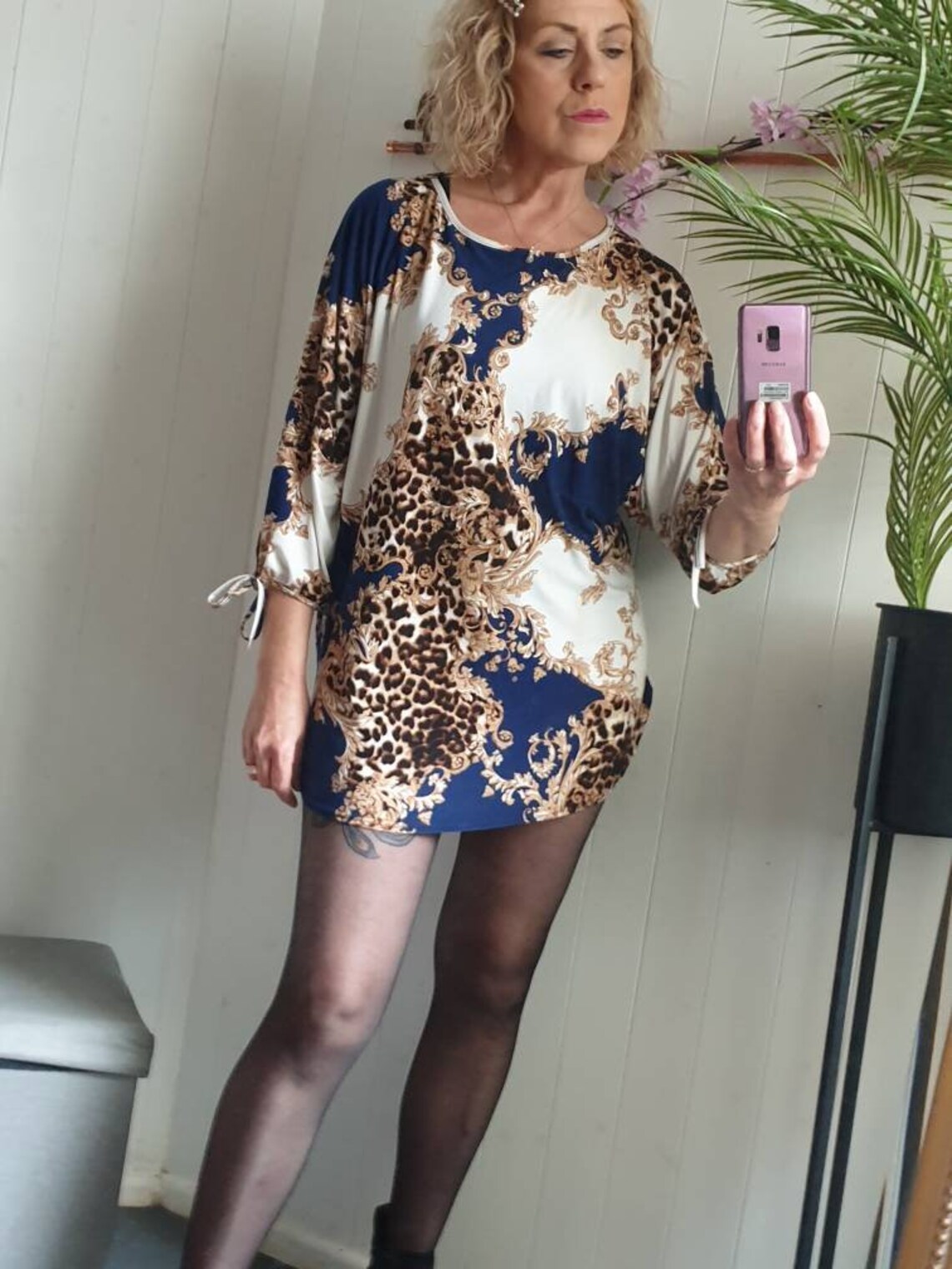 Retro Tunic Top Scarf Print Animal Print Silky Stretch | Etsy