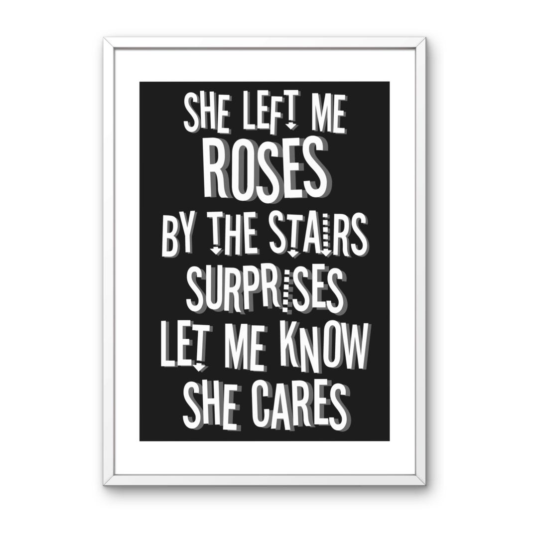 She Left Me Roses by the Stairs, Blink-182 Music Print, Song Lyrics - Etsy