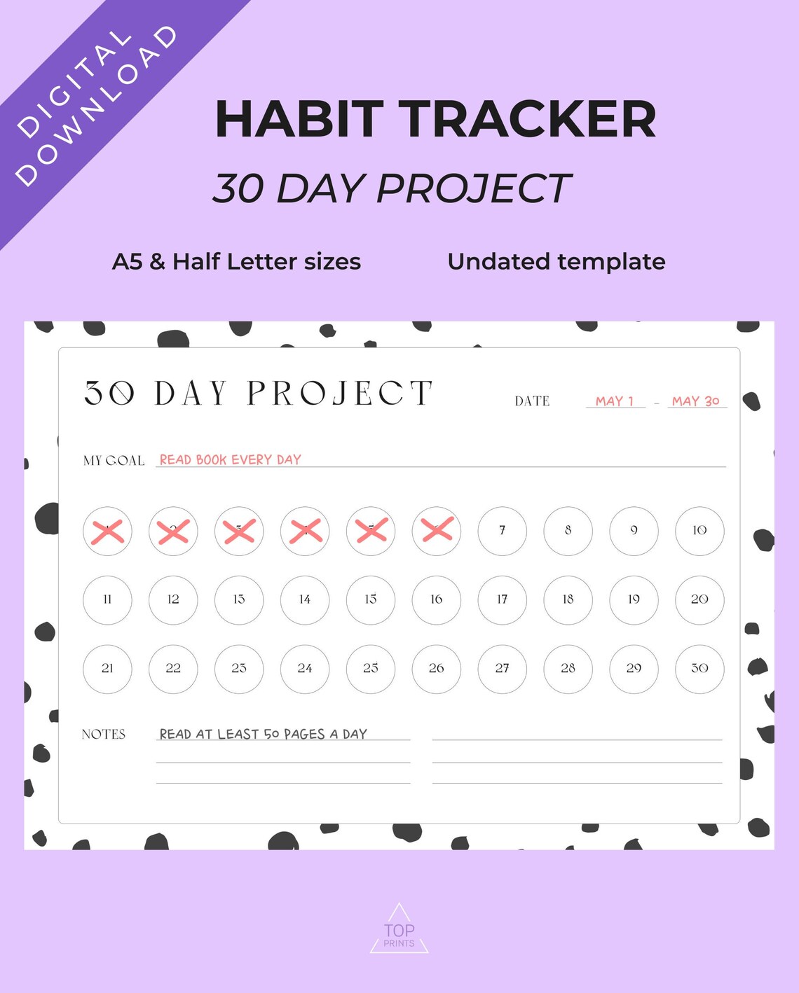 30 Day Habit Tracker Printable PDF Template - Etsy Canada