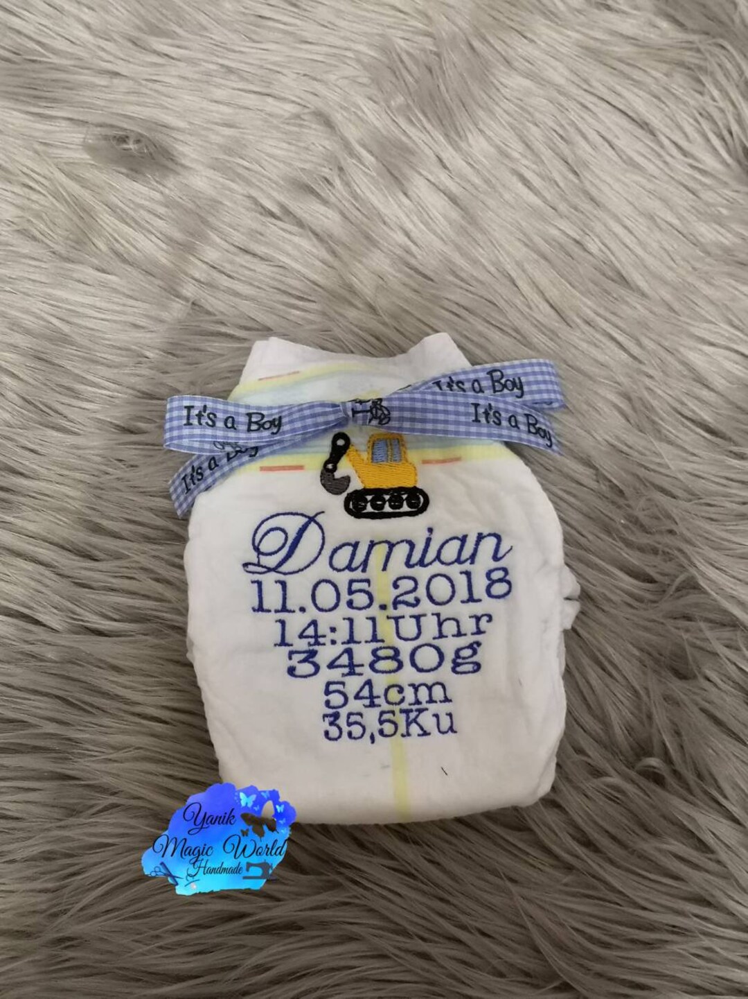 Embroidered Diaper With Birth Dates or Saying, Personalized Diaper ...