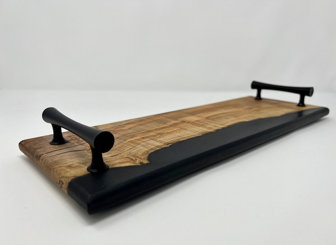 Live Edge Spalted Maple and Black Epoxy Resin Decorative Tray With ...