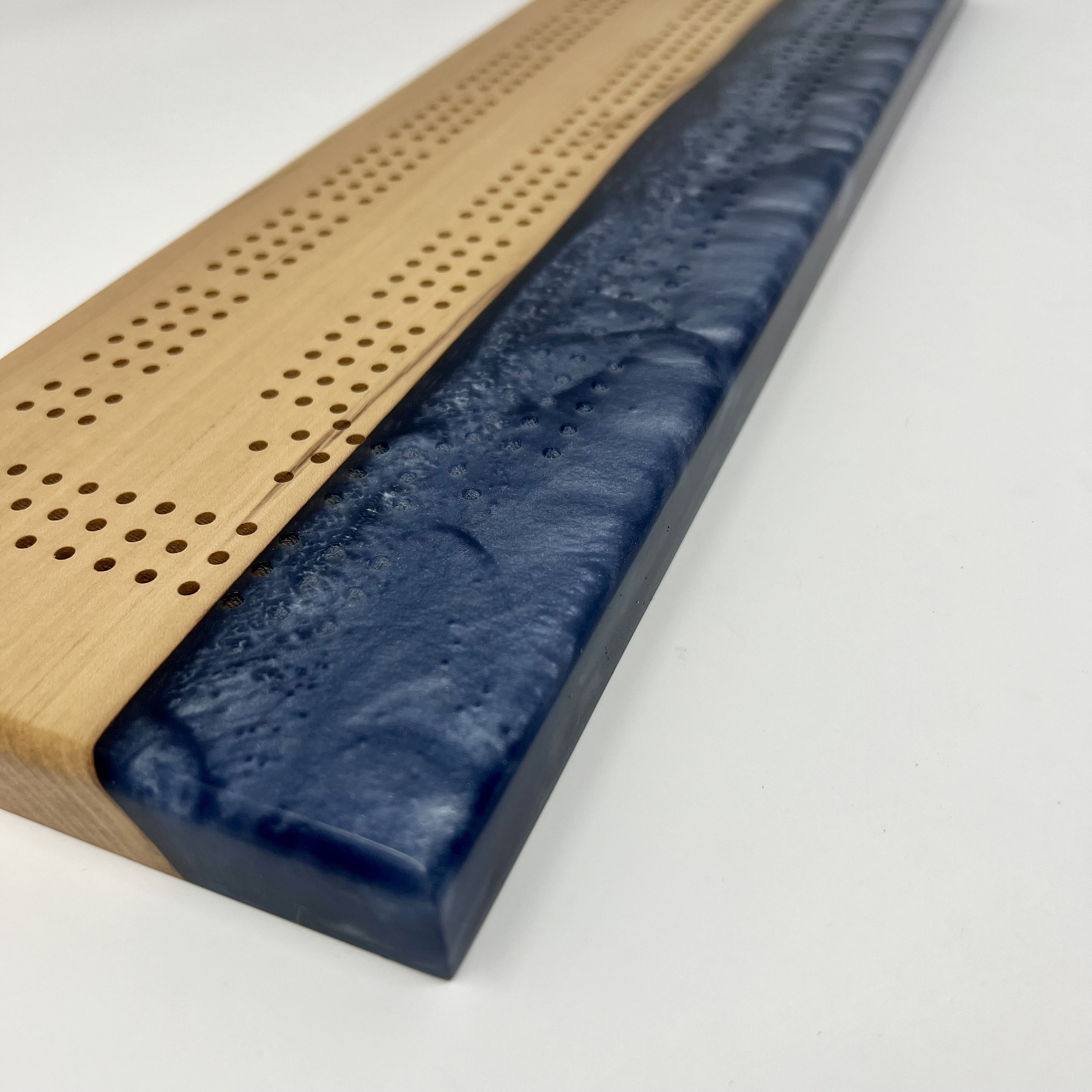 Handcrafted Live Edge Maple Wood and Blue Swirled Epoxy Resin Three ...