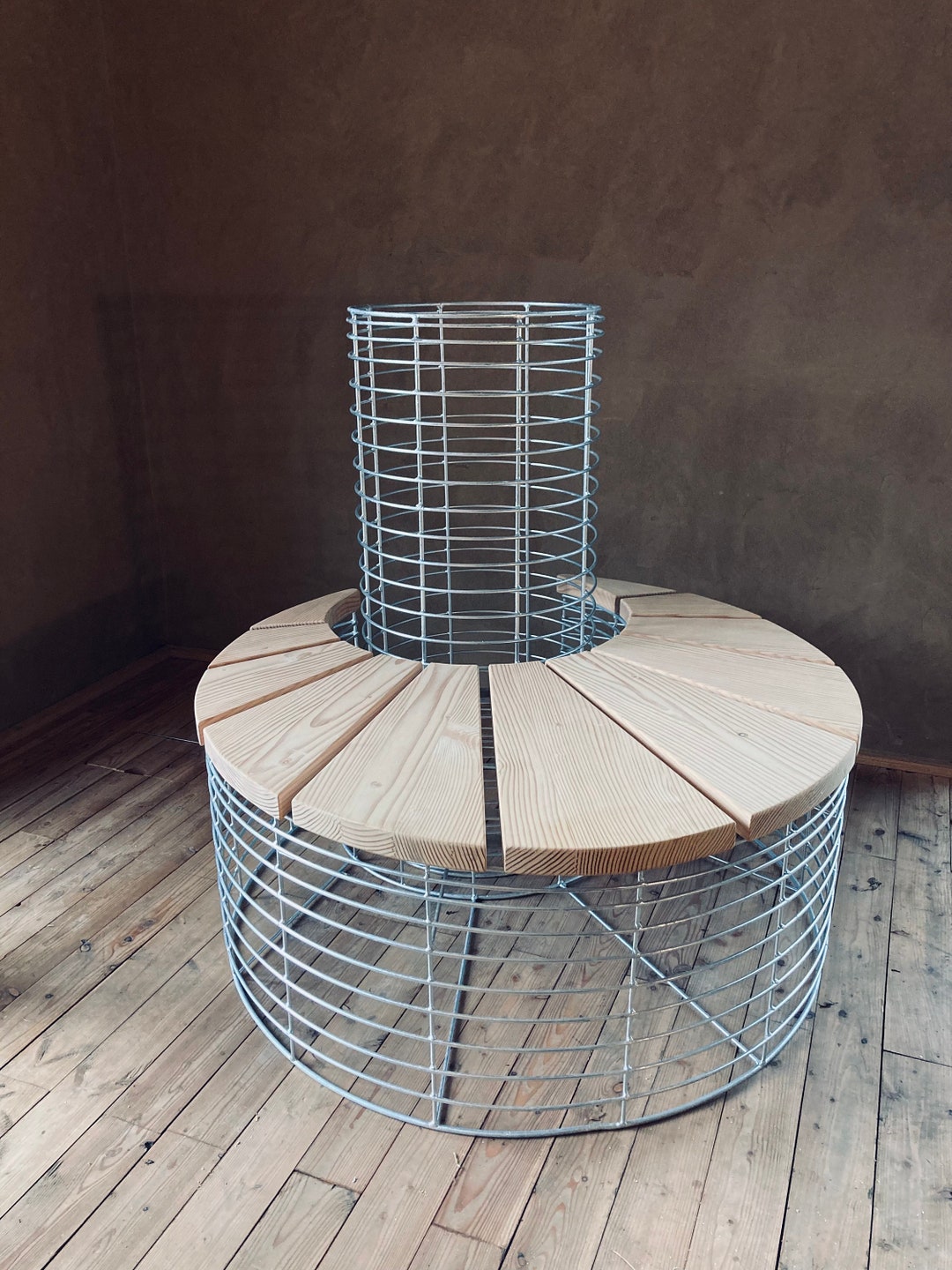 Round Gabion Bench for Tree, Round Gabion Bench With Vertical Garden - Etsy