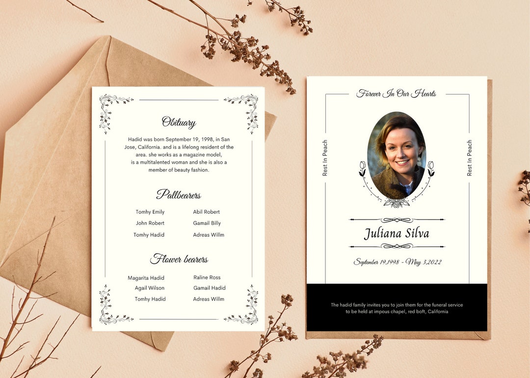 Celebration of Life Invitation, Funeral Invitation Card, Funeral ...
