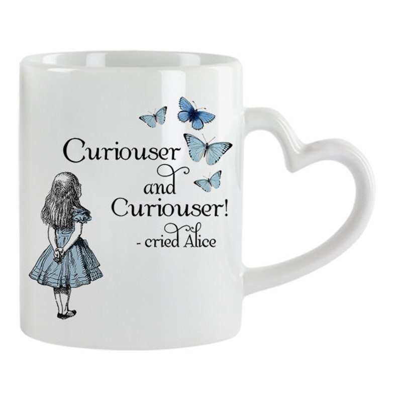 Alice in Wonderland Themed 11oz White Heart Handle Coffee Mug - Etsy