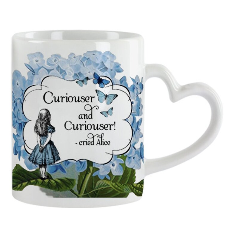 Alice in Wonderland Themed 11oz White Heart Handle Coffee Mug | Etsy