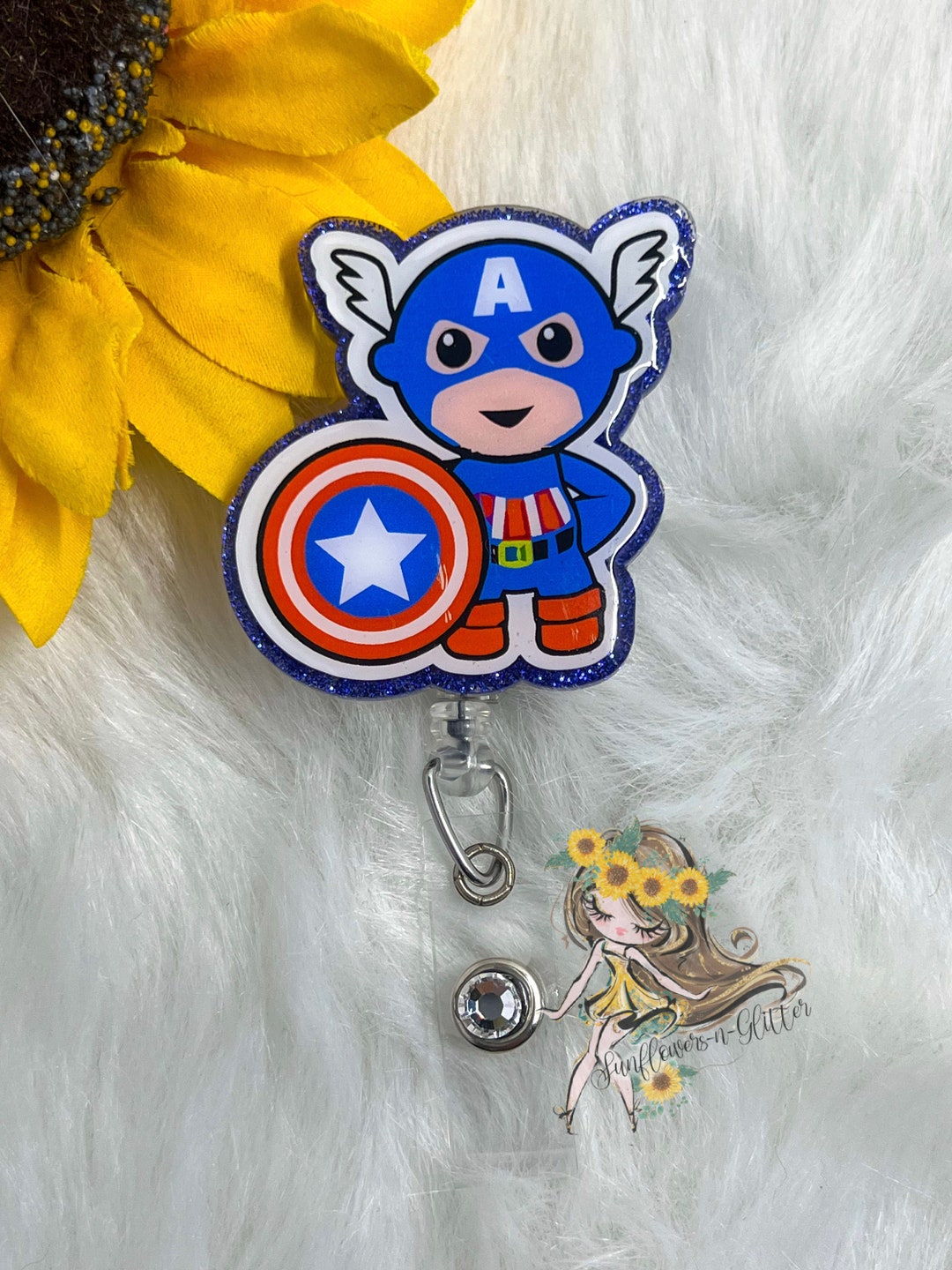Captain America Badge Reel-superhero Badge Reel-medical or Teacher ...