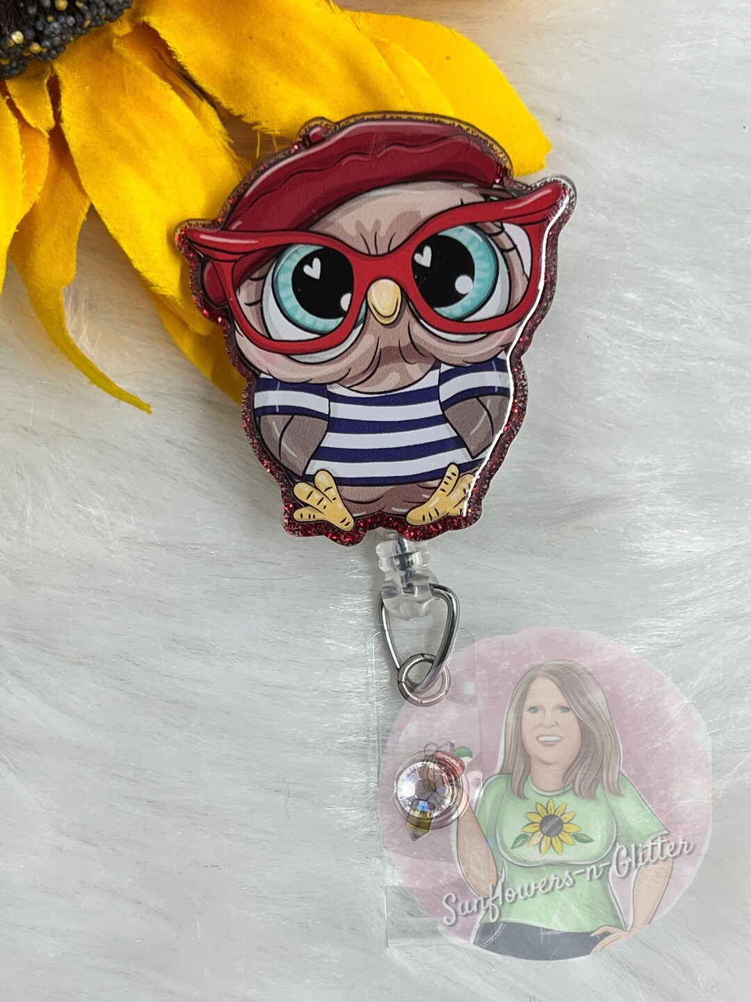 Owl Badge Reel-cute Cartoon Owl With Glasses and Hat Reel-medical Badge ...