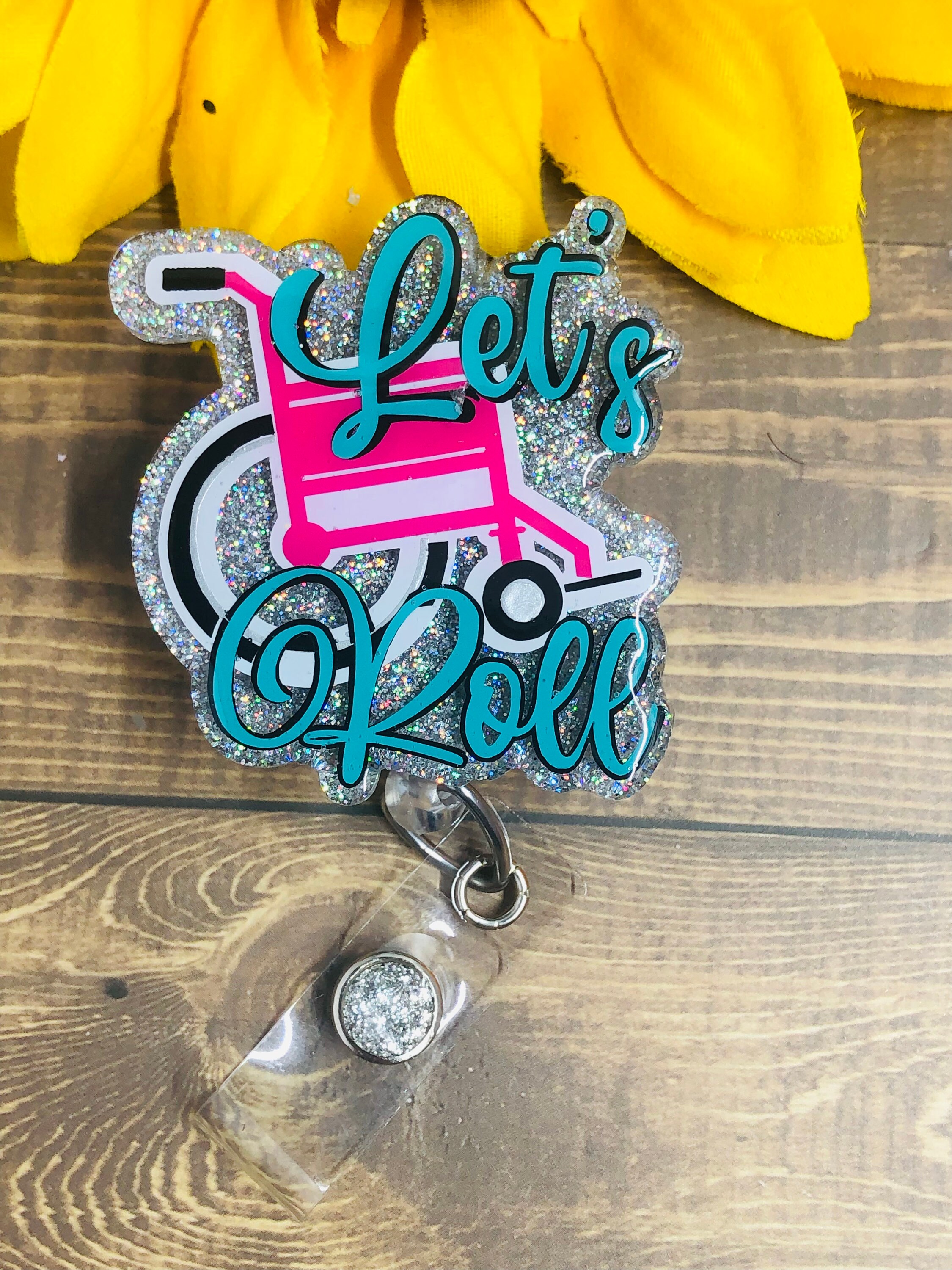Lets Roll Wheelchair Badge Reel-customized Badge - Etsy