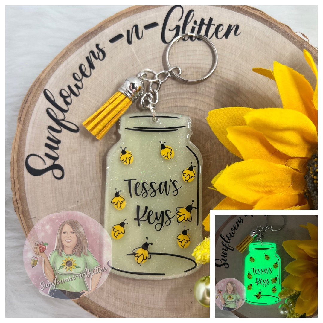 Mason Jar Keychain Glow in the Dark Keychain Fireflies Mason Jar ...
