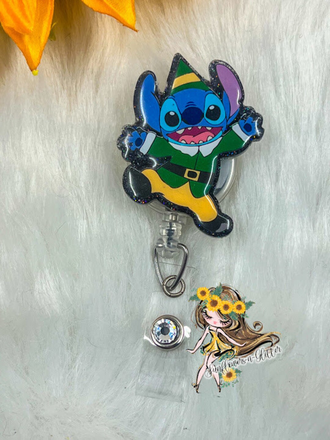 Stitch Elf Badge Reel-christmas Badge Reel-disney Stitch-teacher ...