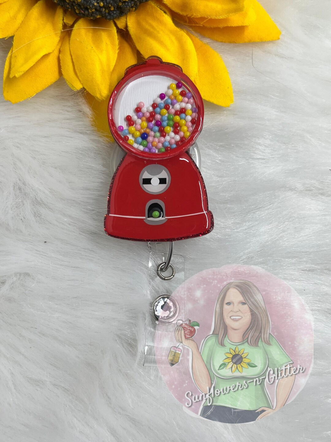 Gumball Bubblegum Machine-shaker Badge Reel-teacher/educator/medical ...